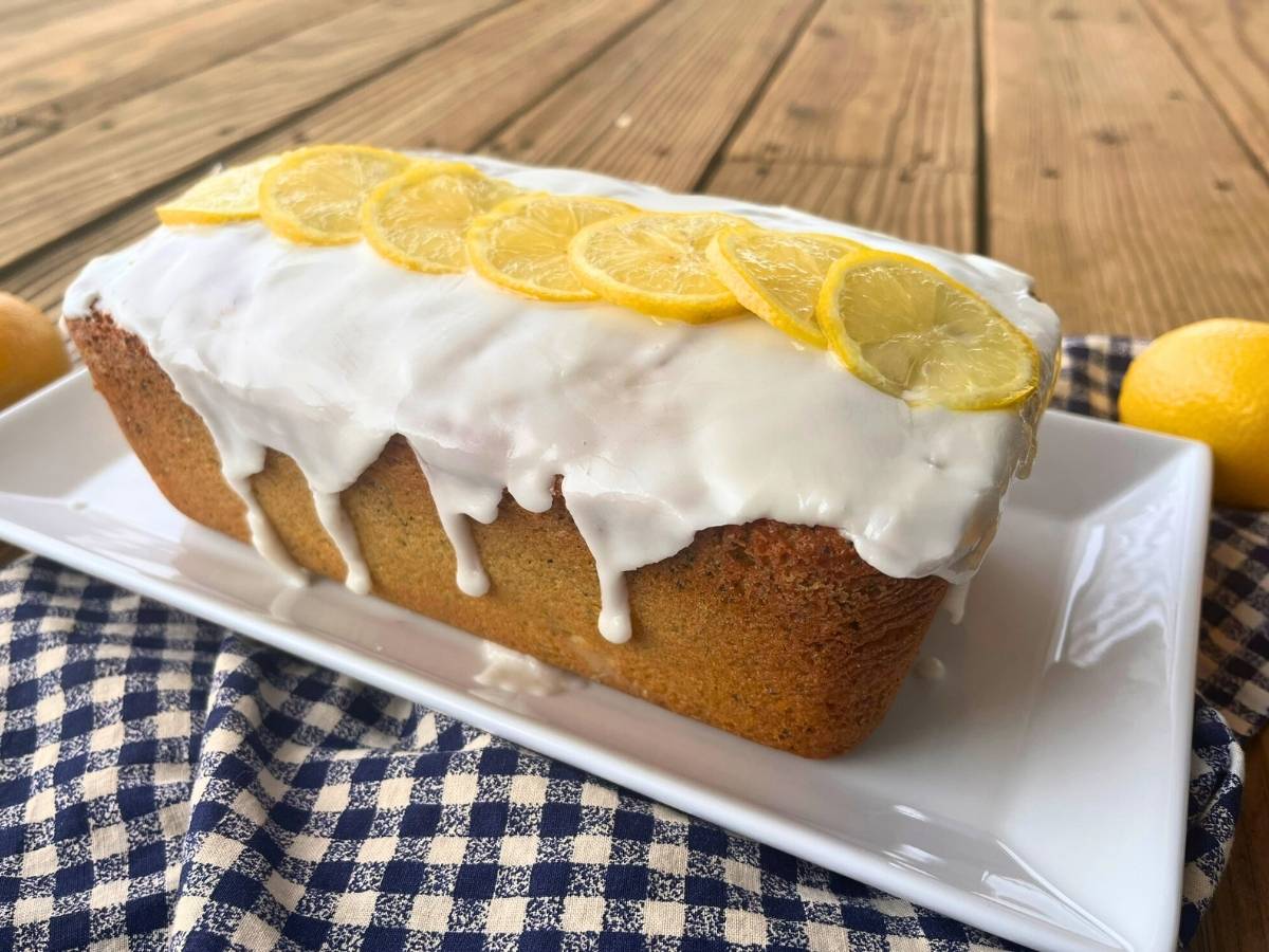 High Altitude Lemon Poppy Seed Bread with Lemon Glaze Icing